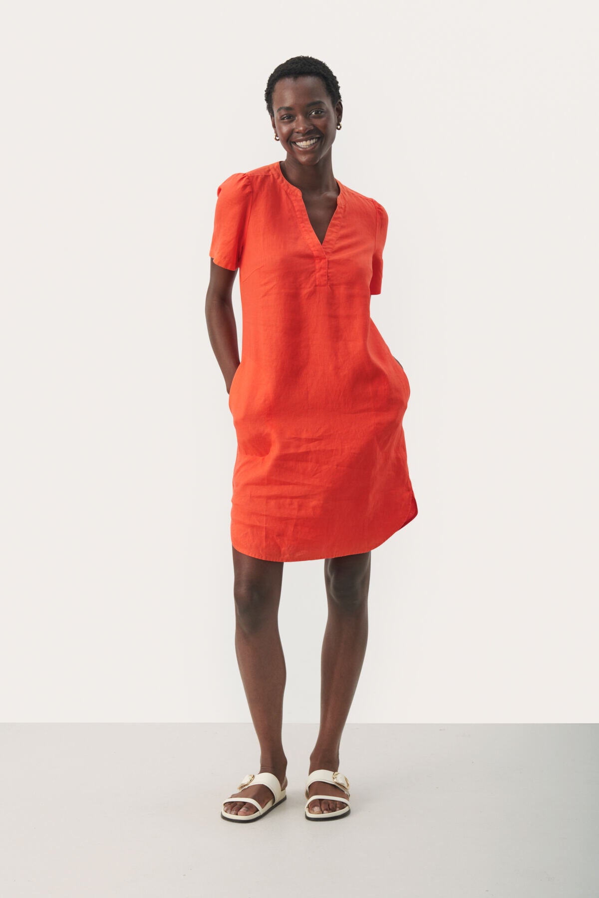 AMINASE LINEN DRESS (MANDARIN RED) - PART TWO – Joelle's By Ally