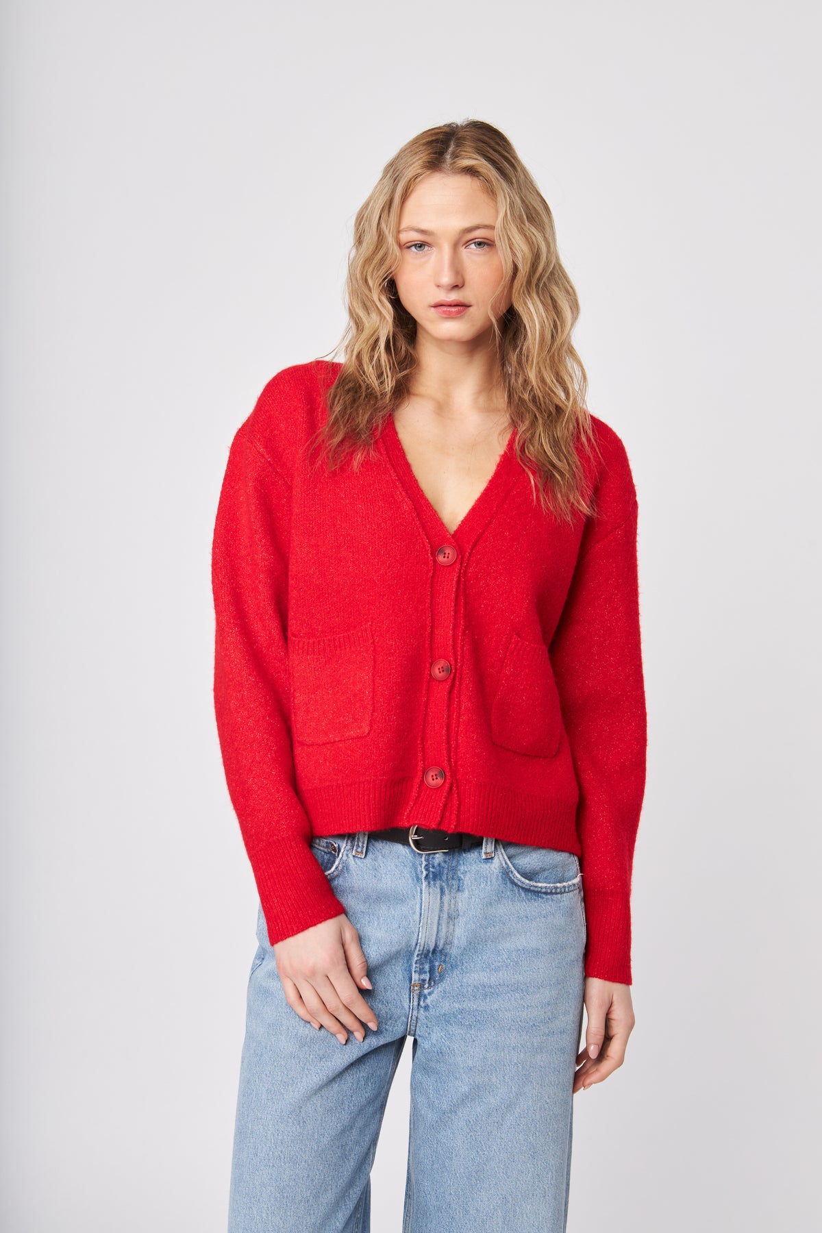 BRAXTON V-NECK CARDIGAN (ROUGE) - JOHN+JENN – Joelle's By Ally