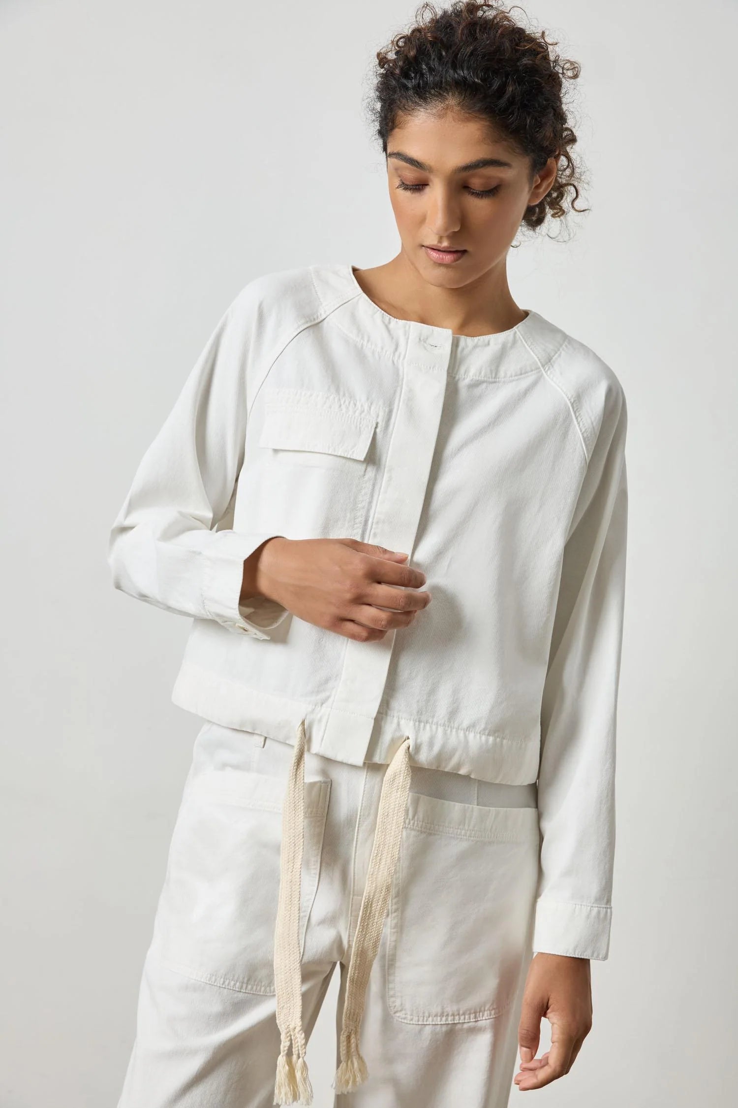 DRAWSTRING WAIST JACKET (WHITE) - LILLA P – Joelle's By Ally