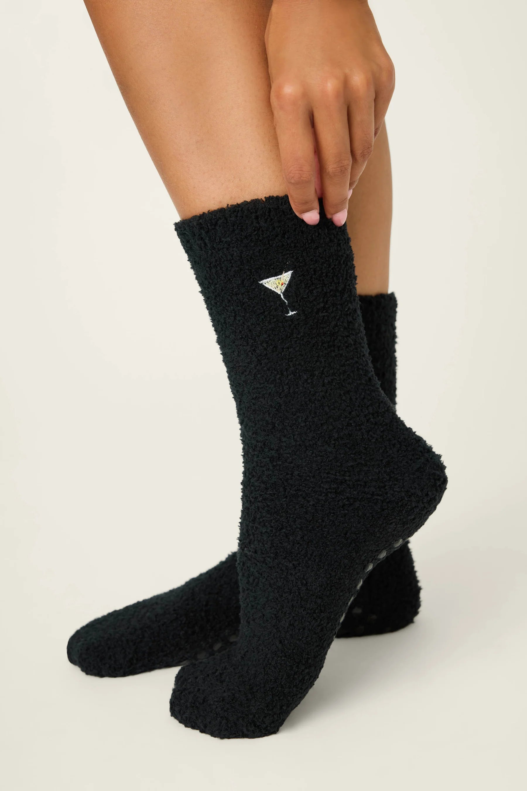 HAPPIEST OF HOURS RIBBED CREW SOCK (BLACK) - PJ SALVAGE – Joelle's By Ally