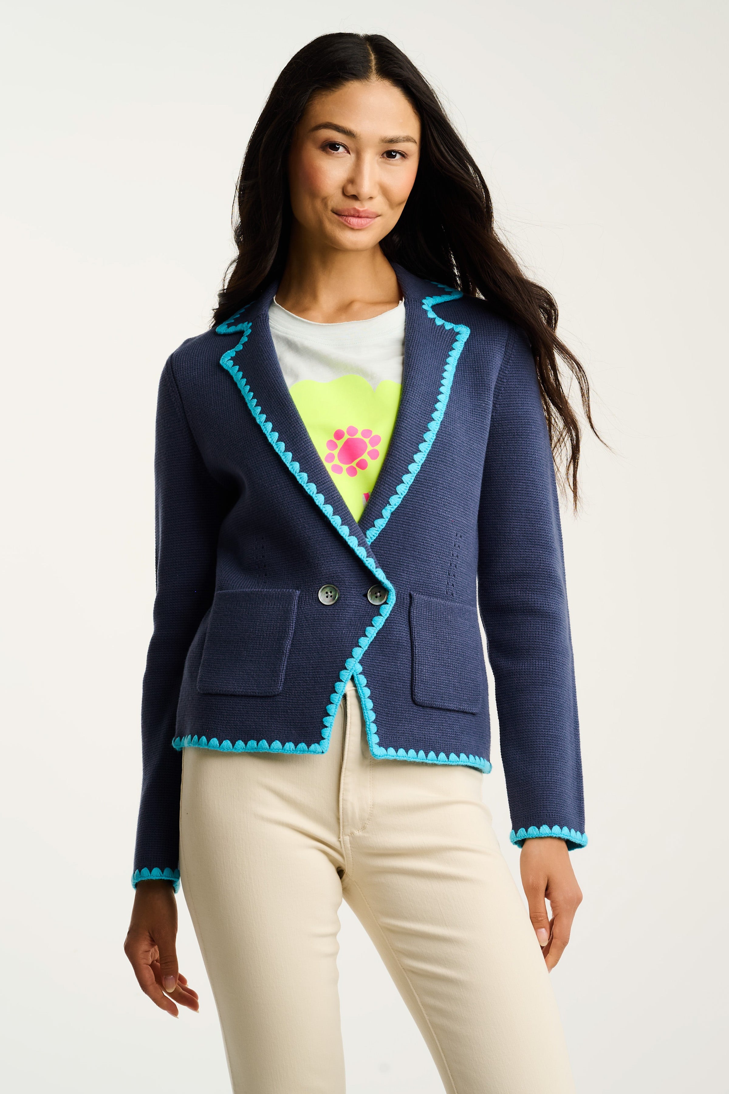 STITCHY MIX BLAZER (BLUE BURST) - LISA TODD – Joelle's By Ally