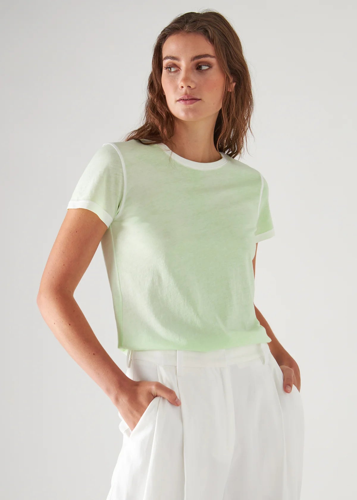 REVERSE SPRAY LIGHTWEIGHT PIMA COTTON TEE (ACID GREEN) - PATRICK ASSAR ...