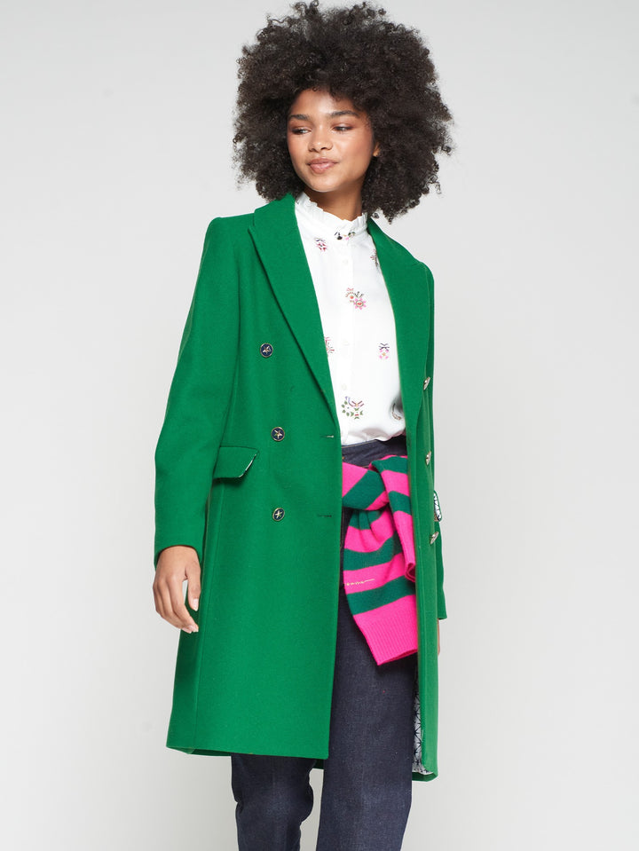 LIAN GREEN DOUBLE-BREASTED COAT - VILAGALLO – Joelle's By Ally