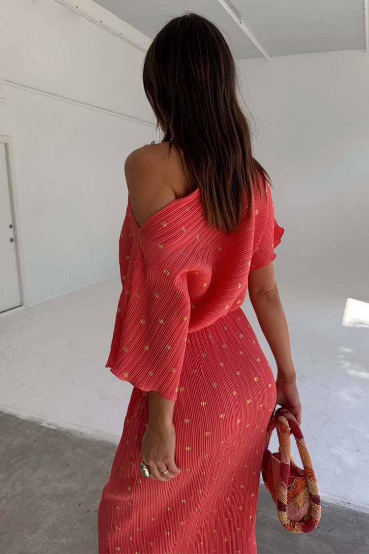 PLISSE TILLY DRESS (CORAL) - NEVER FULLY DRESSED – Joelle's By Ally